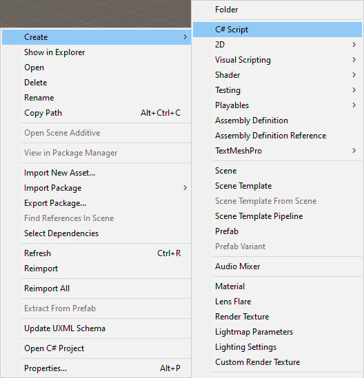 Unity C#-Skript erstellen