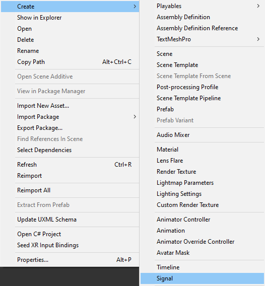 Unity Timeline-Signal erstellen
